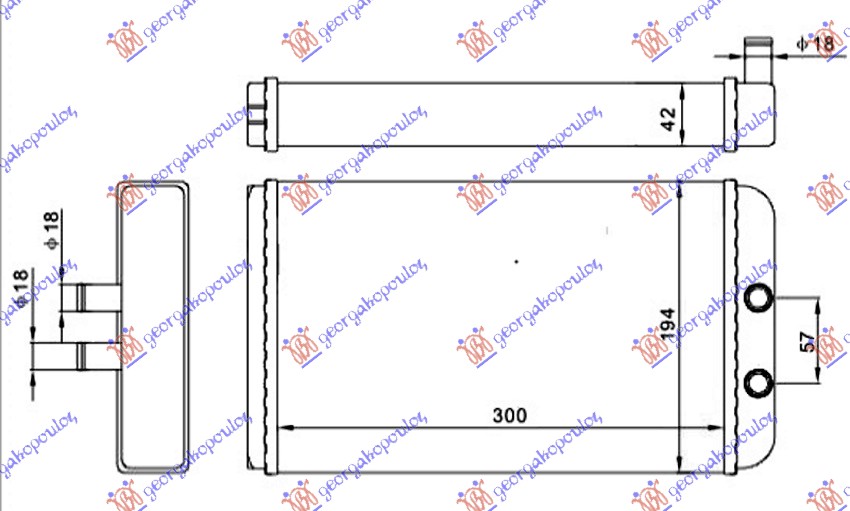 GREJAC KABINE (M) (300x195x42) CITROEN JUMPER (2002-2006) (OEM: 46722710, 6448H8)