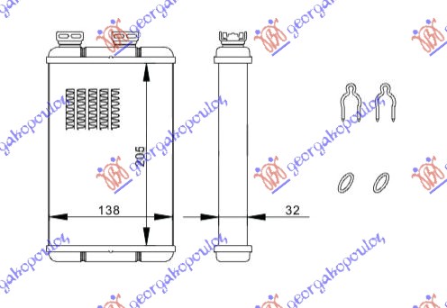 GREJAC KABINE (B)-AC (205×138) BMW SERIES 3 (E46) SDN (2002-2005) (OEM: 64118372771)