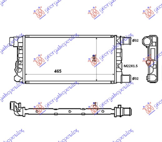 HLADNJAK MOTORA 900CC M/X A/C(45×24) SA VENTILOM FIAT CINQUECENTO (1993-1998) (OEM: 7700881, 46783702)