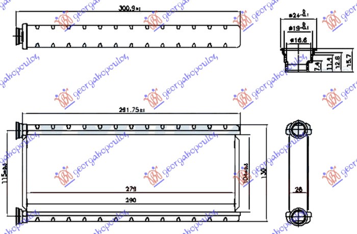 GREJAC KABINE (BR) (280x105x26) CITROEN JUMPY/SPACE TOURER (2016-) (OEM: 1609730580, 9821299980)