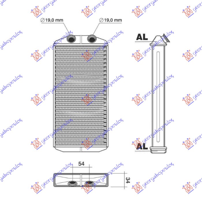 GREJAC KABINE (B) (250x140x26) CITROEN C-ELYSEE (2013-2016) (OEM: 1609171580)