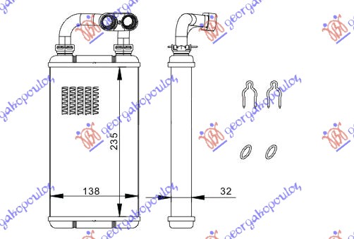 GREJAC KABINE (B) – AC (235×138) COMPACT BMW SERIES 3 (E36) COMPACT (1994-1998) (OEM: 64118373785)