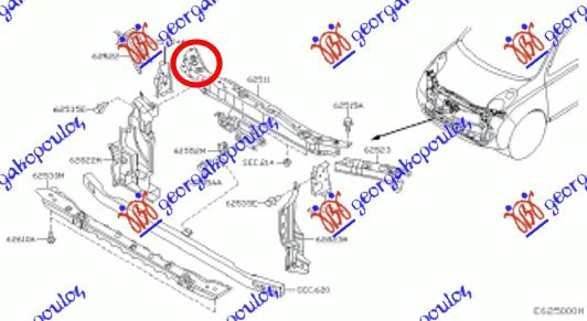 GORNJI VEZNI LIM NISSAN MICRA (K12) (2002-2010) (OEM: 62511-AX630, 62511AX630, 62511BC61F)