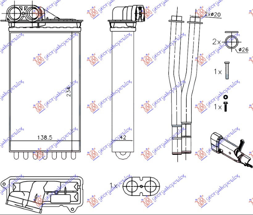 GREJAC KABINE +AC (M) (235x140x42) CITROEN C1 (2006-2012) (OEM: 6448P2)