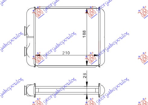 GREJAC KABINE (B) +/ – AC (210×188)DELPH OPEL ASTRA H (2004-2010) (OEM: 1618133, 1618134, 1618135)