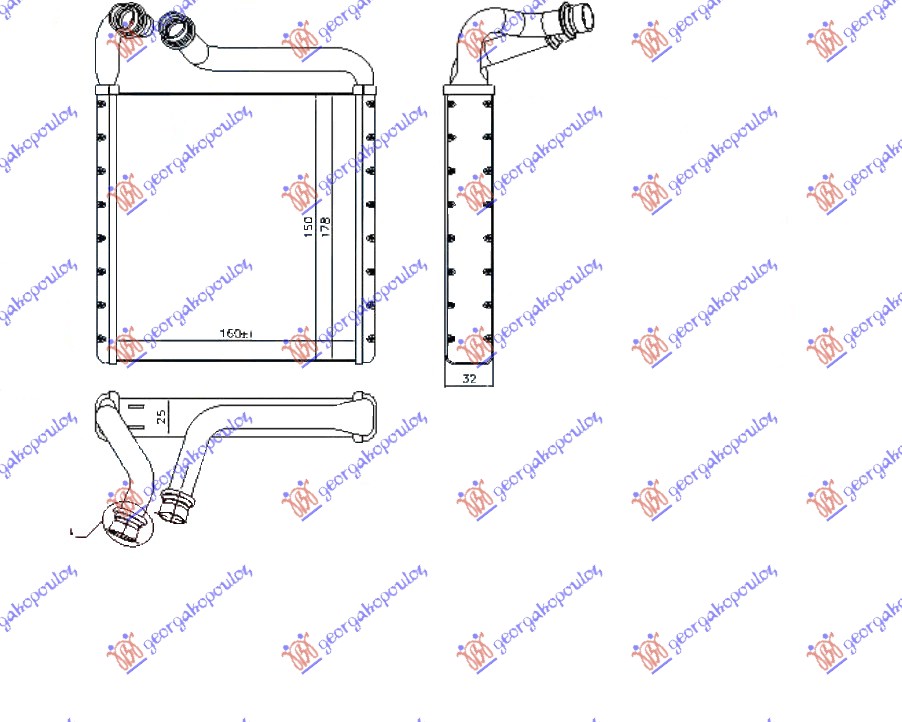 GREJAC KABINE (BR) (153x 180 X26) DENSO TIP VW PASSAT (2011-2015) (OEM: 3C0819031, 3C0819031A, 561819031)