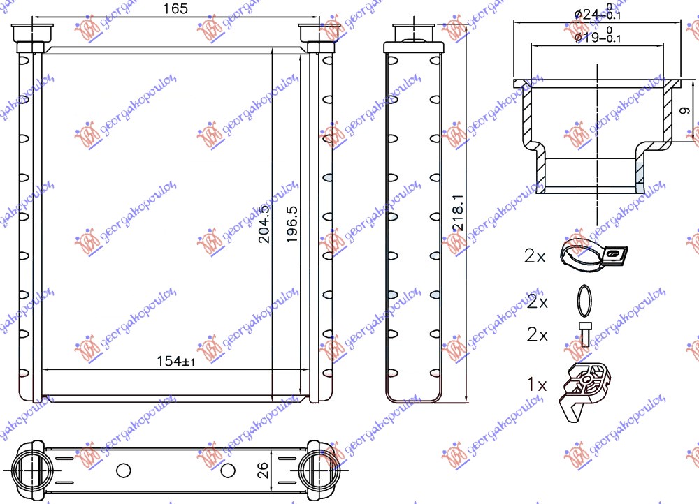 GREJAC KABINE (BR) (155x195x26) MERCEDES GLA (X156) (2014-2017) (OEM: 2468300161, 271105DA0A, A2468300161)