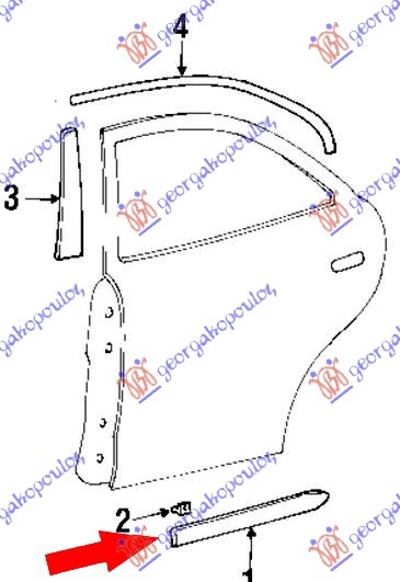 LAJSNA ZADNJIH VRATA L/B Desna str. HYUNDAI ACCENT H/B-L/B (2003-2005) (OEM: 87732-25500CA, 8773225500CA)