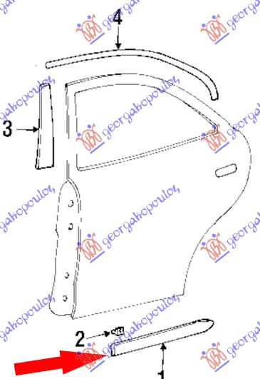 LAJSNA ZADNJIH VRATA L/B Leva str. HYUNDAI ACCENT H/B-L/B (2003-2005) (OEM: 87731-25500CA, 8773125500CA)