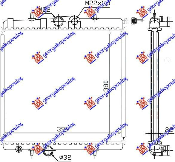 HLADNJAK MOTORA 1. 1- 1.6 8V -A / C (38×4 1.5 PEUGEOT 206+ (PLUS) (2009-2013) (OEM: 133037, 133324)