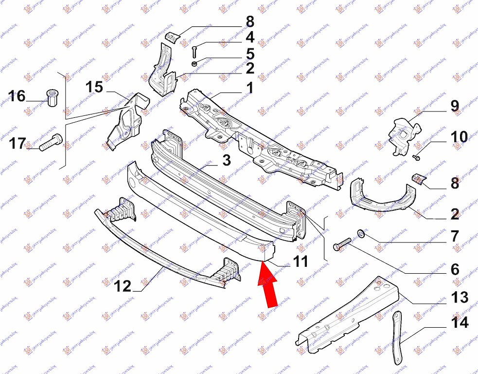 APSORBER PREDNJEG BRANIKA (O) FIAT DOBLO (2009-2015) (OEM: 51814210)