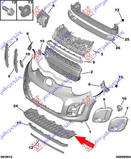 ZASTITA MOTORA ISPOD BRANIKA PLASTICAN PEUGEOT 107 (2012-2014) (OEM: 1608000080)