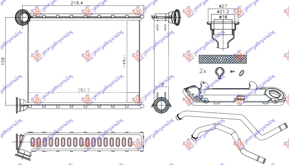 GREJAC KABINE (BR) (150x203x26) MERCEDES GL (X166) (2012-2015) (OEM: 1668300261)