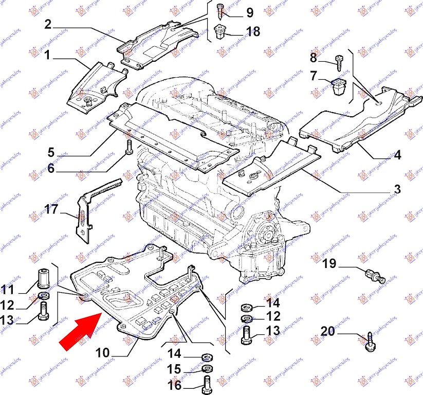 ZASTITA MOTORA DIZEL -03 ALFA ROMEO 166 (1998-2007) (OEM: 60656852)