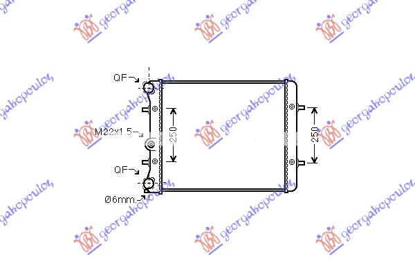 HLADNJAK MOTORA 1.4 – 1.6 MAN. – A/C (43×41.5×2.3 VW GOLF IV (1998-2004) (OEM: 1J0121253AM, 1J0121253G)