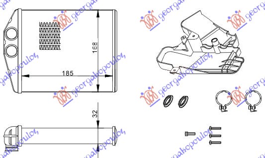 GREJAC KABINE (B) + / -AC (185x 168) OPEL SIGNUM (2006-2009) (OEM: 1618260, 77363732, 93171801)