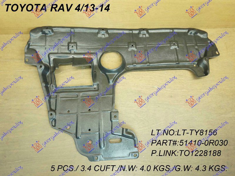 ZASTITA MOTORA TOYOTA RAV 4 (2016-2019) (OEM: 51410-0R030, 51410-42100, 514100R030)