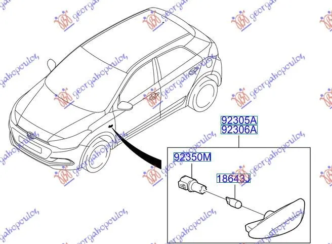 MIGAVAC (O) Leva str. HYUNDAI i20 (COUPE) (2014-2018) (OEM: 92303-C7000, 92303C7000)