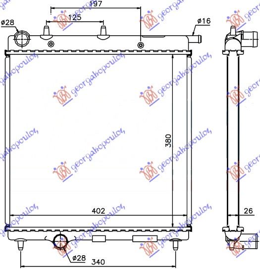HLADNJAK MOTORA 1.4-1.6 DIZ (380×390) CITROEN C3 (2002-2010) (OEM: 1330.E6, 1330E6)