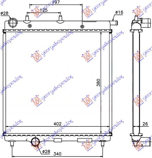 HLADNJAK MOTORA 1.4-1.6 DIZ (380×390) CITROEN C3 (2002-2010) (OEM: 1330.E6, 1330E6)