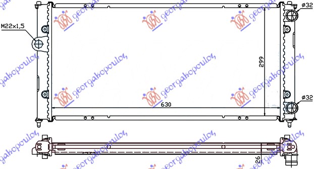 HLADNJAK MOTORA 1.6 8V-1.8 16V-2.0 (63×32) SEAT INCA (1993-2003) (OEM: 6K0121253A)