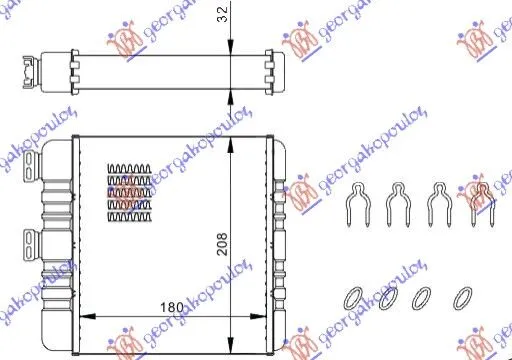 GREJAC KABINE (B) +/ – AC (180×208) BEHR TY OPEL ASTRA G (1998-2004) (OEM: 9117283)