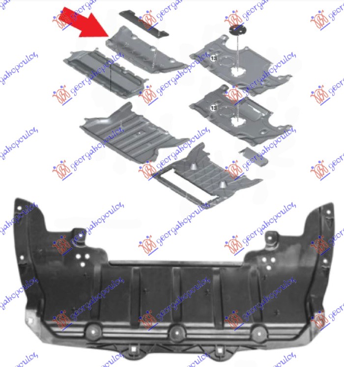 ZASTITA MOTORA ZADNJA (POGON NA SVIM) BMW SERIES 6 (G32) GR. TOURISMO (2017-2020) (OEM: 51757363731)