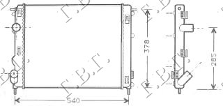 HLADNJAK MOTORA (48×41) BEZ PUMPE BEZ CEVI RENAULT KANGOO (1998-2003) (OEM: 2140000QAX, 7700428082)