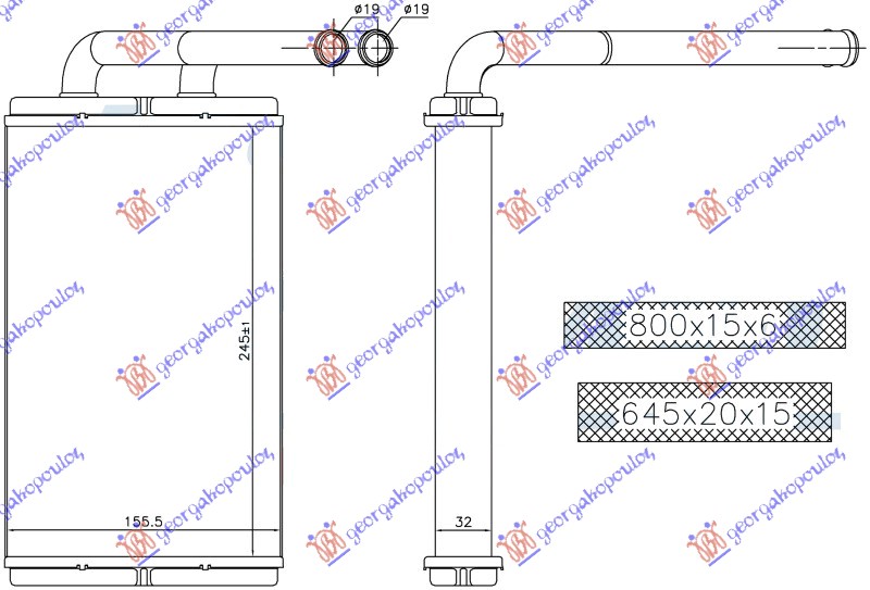 GREJAC KABINE (245x156x32) (BR) CHEVROLET CAPTIVA (2007-2012) (OEM: 4803904, 96629611)