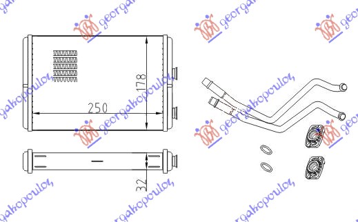 GREJAC KABINE (B) +/ – AC (250×178) PEUGEOT 807 (2002-2014) (OEM: 6448.K8, 6448K8)