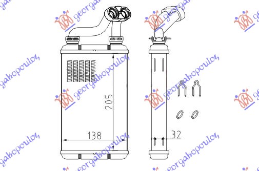 GREJAC KABINE (B) +AC (205×145) BMW SERIES 3 (E36) COMPACT (1994-1998) (OEM: 64118361915)