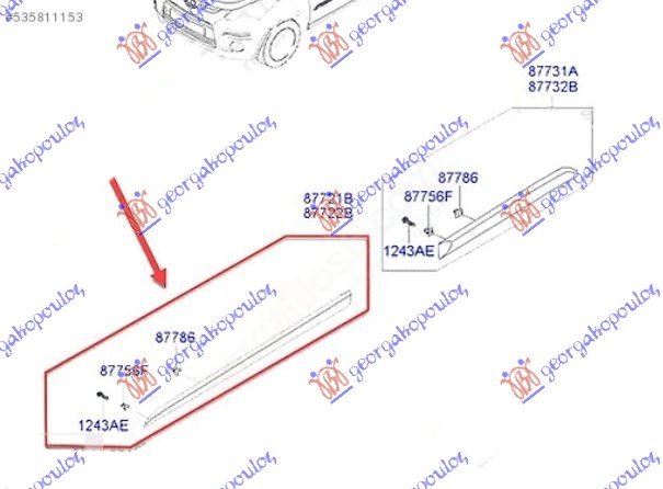 LAJSNA PREDNJIH VRATA (O) Leva str. HYUNDAI i10 (2007-2010) (OEM: 877210X000)