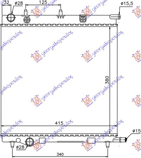 HLADNJAK MOTORA 1.1-1.4-1.6 BENZIN (380×390) CITROEN C2 (2008-2010) (OEM: 1330.C0, 1330C0, 1330C2)