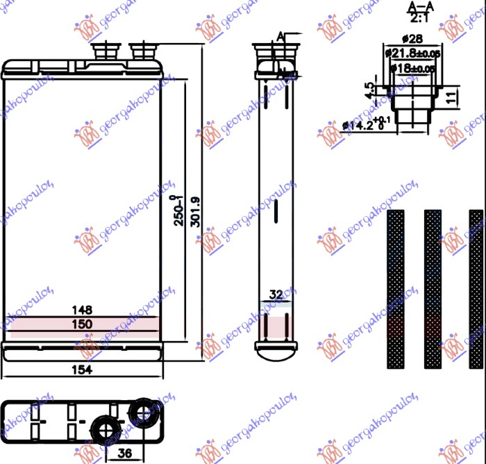 GREJAC KABINE (BR) (250x150x32) AUDI A5 (2019-) (OEM: 4M0898037C, 8W0898037)