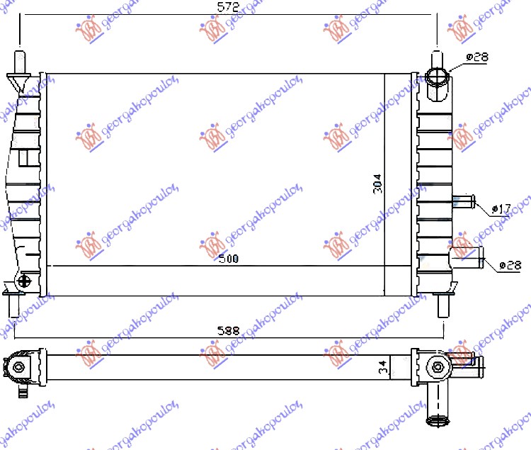 HLADNJAK MOTORA 1.1 – 1.3CC (50×31) FORD FIESTA (1996-1999) (OEM: 1001855)