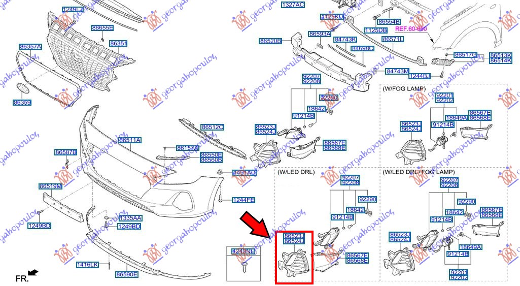 PVC MASKA PREDNJEG BRANIKA (SA DNEVNIM SVETLOM) (O) Leva str. HYUNDAI i30 HATCHBACK/TOURER (2017-2020) (OEM: 86563-G4020, 86563G4020)