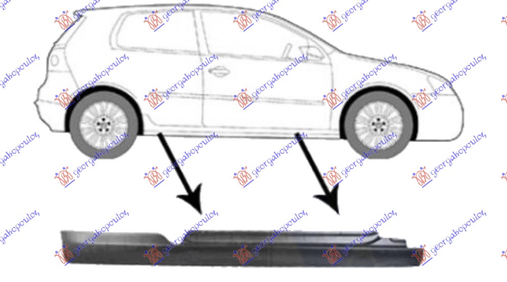 SAJTNA 3 VRATA Desna str. VW GOLF V (2004-2008) (OEM: 1K3809836, 1K3809836A)