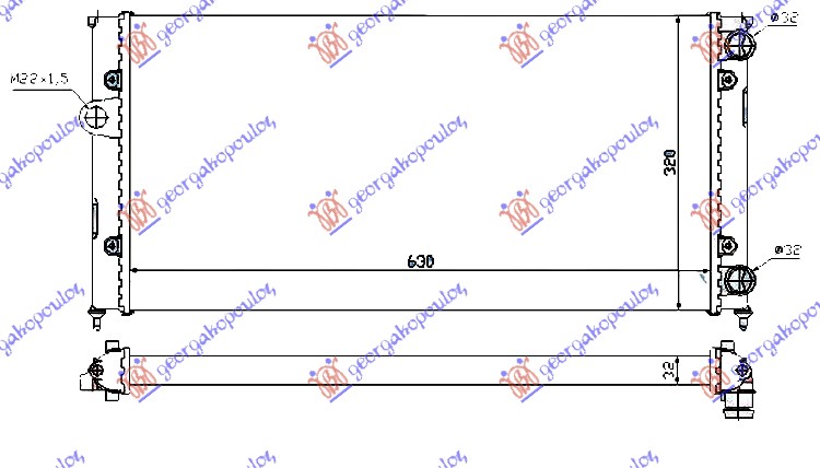 HLADNJAK MOTORA 1.6 – 1.8 – 2.0i8V – 1.9TDi (63×32) VW GOLF III (1992-1998) (OEM: 1H0121253D)