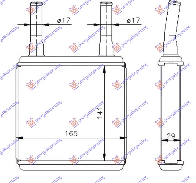 GREJAC KABINE (BR) (140x165x26) HYUNDAI ATOS (1997-2000) (OEM: 9712302000)