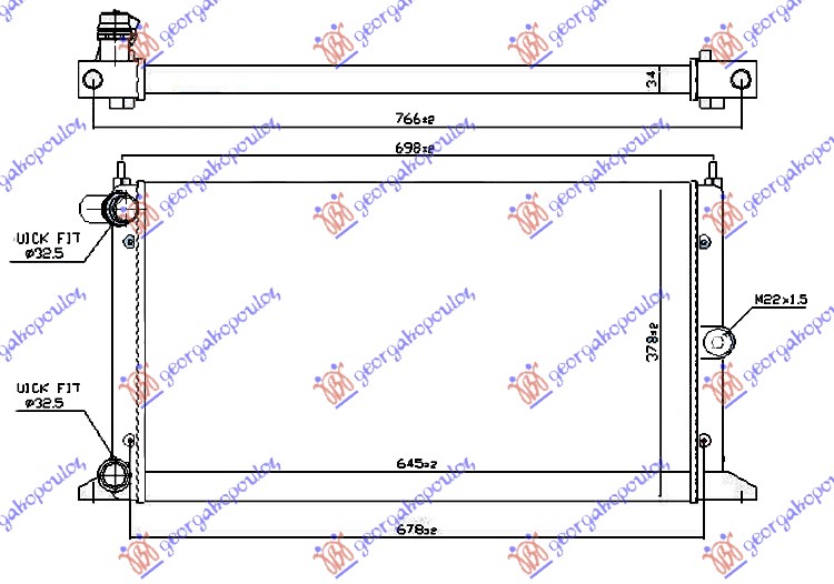 HLADNJAK MOTORA 1.8-2.0 i-1.9TDi (63.5×36.6) 00 FORD GALAXY (1995-2006) (OEM: 1109113, 1109257)