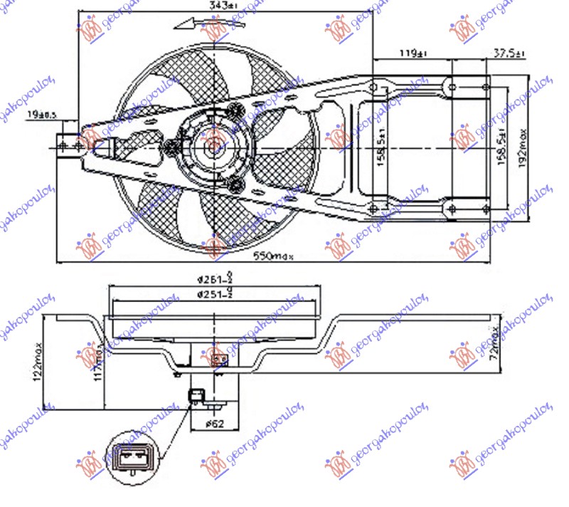 VENTILATOR KOMPLET -A/C FIAT CINQUECENTO (1993-1998) (OEM: 7704319)