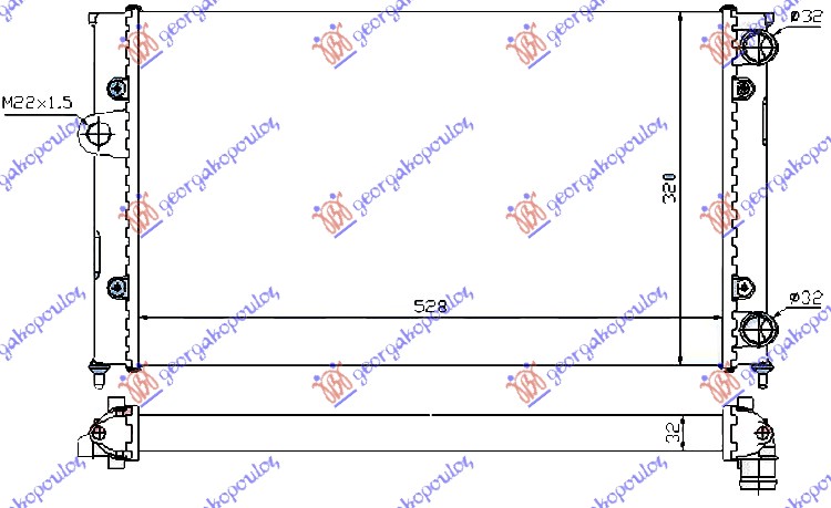 HLADNJAK MOTORA 1.8i8V (52.5×32) VW GOLF III (1992-1998) (OEM: 1H0121253R, 1H0121253S)