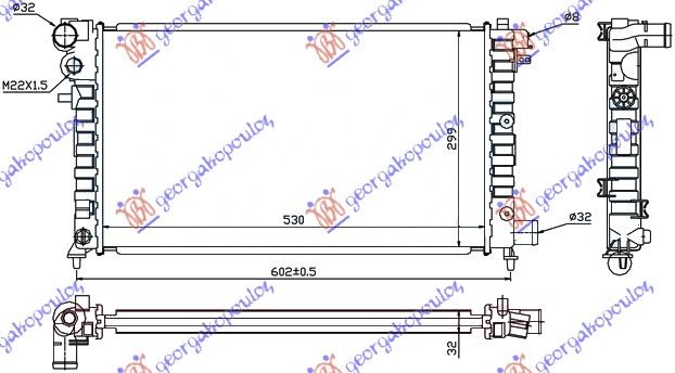 HLADNJAK MOTORA 1.5 DIESEL (53×29.7) PEUGEOT 106 (1996-2003) (OEM: 133092)