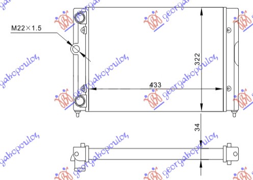 HLADNJAK MOTORA 1.4 – 1.6 (43×32) VW GOLF III (1992-1998) (OEM: 6N0121253A, 6N0121253B)