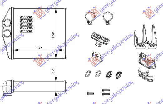 GREJAC KABINE (B) +/ – AC (167×168) OPEL TIGRA CABRIO TWINTOP (2004-2009) (OEM: 1618222)