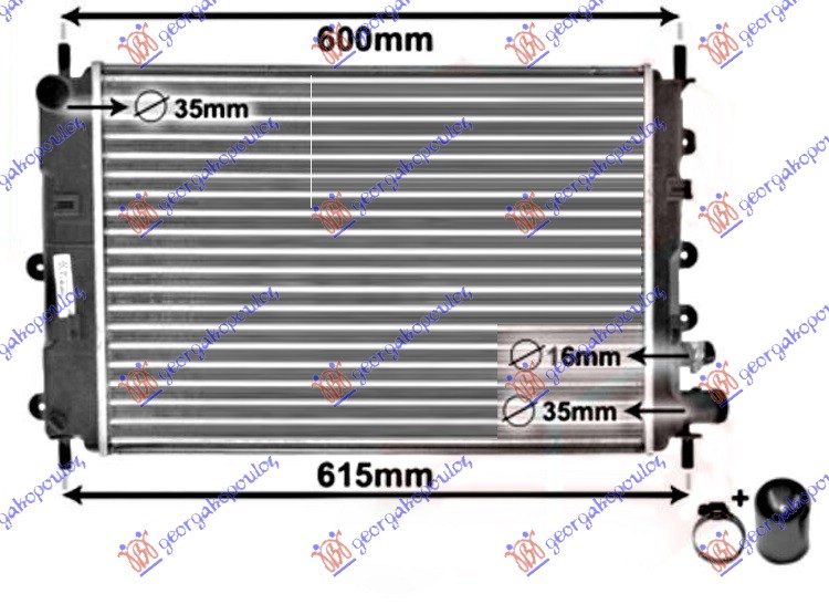 HLADNJAK 1.4 – 1.6 – 1.816V – 1.8D+/ – A/C (52.5×36.5 FORD ESCORT (1993-1995) (OEM: 1671822, 6912233)