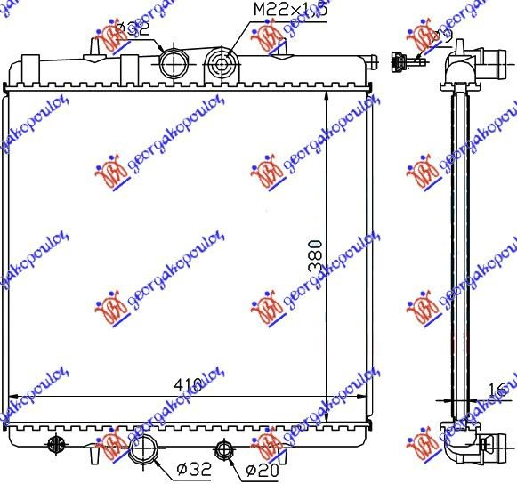 HLADNJAK MOTORA 1.4i 8V -A/C (38×40) PEUGEOT 307 (2001-2005) (OEM: 1330.99, 133099)