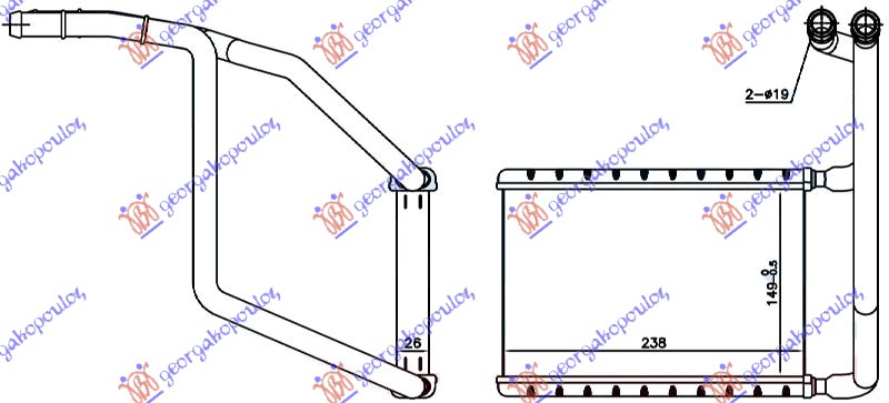 GREJAC KABINE (B 2.0-2.2 TDCI+/-A/C(149×238 FORD TRANSIT (2013-2019) (OEM: 1768439, 2008790)