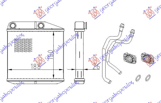 GREJAC KABINE (B) +/ – AC (160×188)DENS.TIP FIAT LINEA (2007-2013) (OEM: 55702423, 77363898)