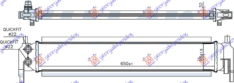 HLADNJAK DODATNI 1.2BENZIN 1.6DIZ 650 x98x32 SKODA OCTAVIA 6 (2013-2017) (OEM: 5Q0121251EL)